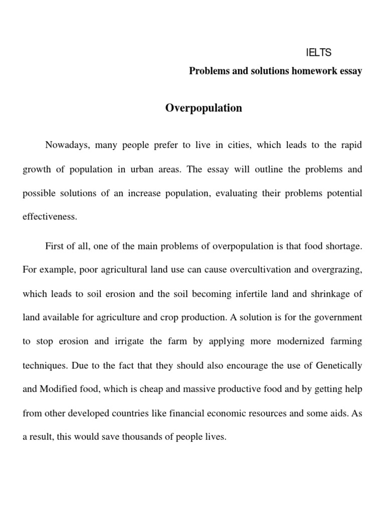 IELTS (Population and Solutions Homework Essay) | PDF