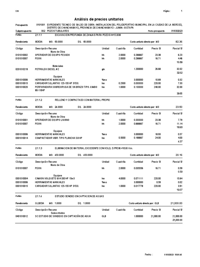 ACU POZO TUBULAR | PDF | Ingeniería de Edificación | Material compuesto