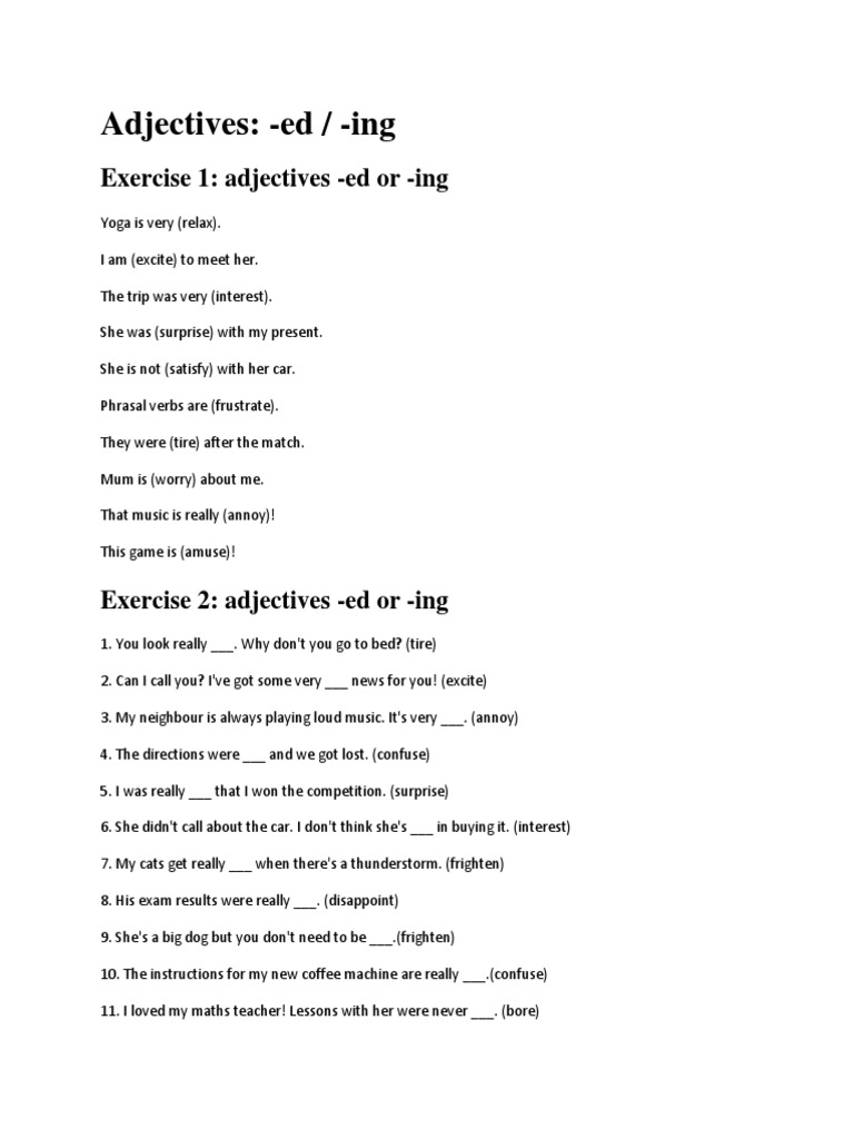 Adjective - Ed - Ing | PDF