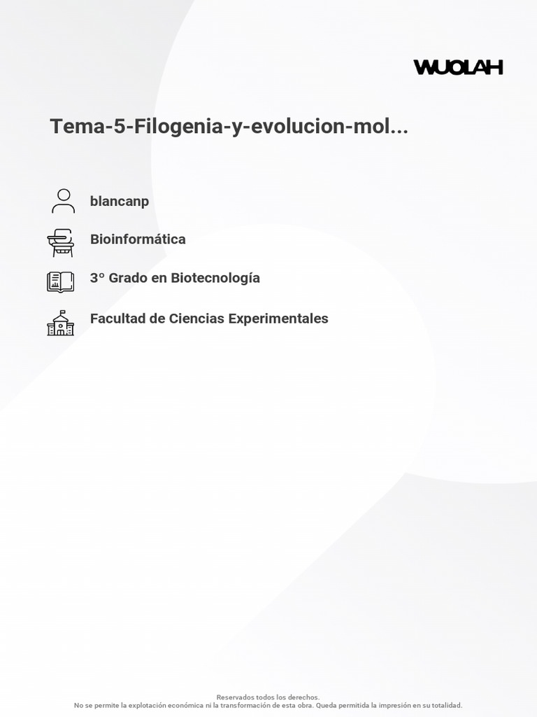 2.wuolah Premium Tema 5 Filogenia y Evolucion Molecular Construccion e Interpretacion | PDF ...