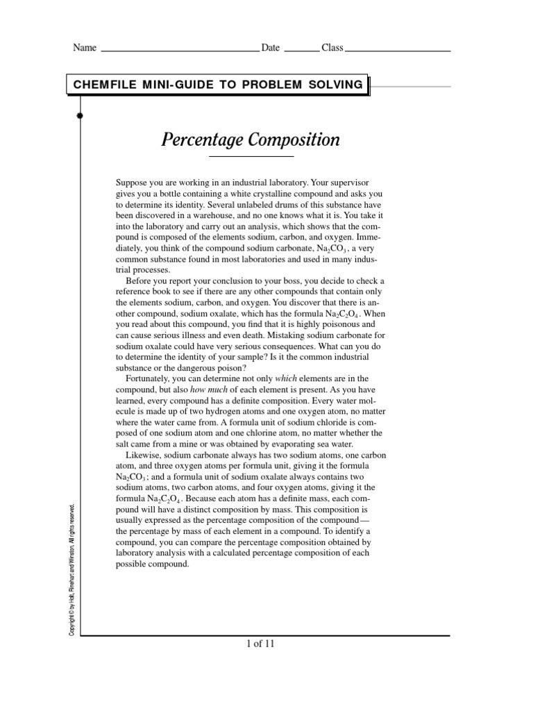 Percent Composition Problem Solving Guide | PDF | Mole (Unit) | Sodium