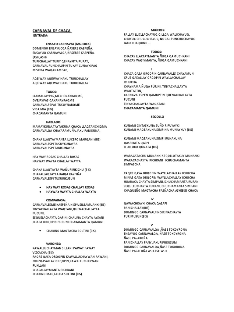 Carnaval de Chaca Willac 1 1 1 1 | PDF