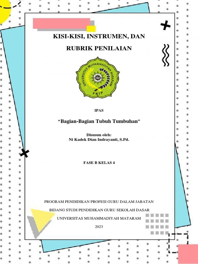 Kisi-Kisi, Instrumen, Dan Rubrik Penilaian | PDF
