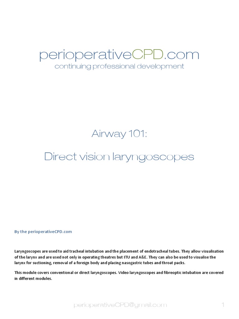 Direct Vision Laryngoscopes Overview | PDF | Clinical Medicine | Medicine