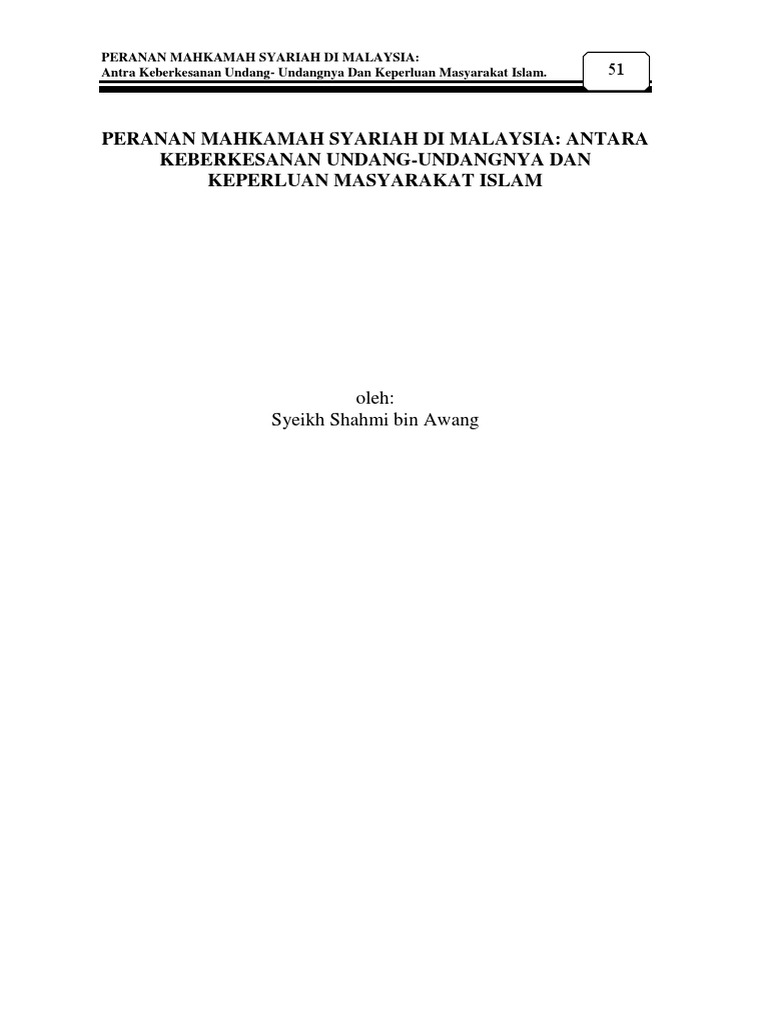 Peranan Mahkamah Syariah Di Malaysia Antara | PDF
