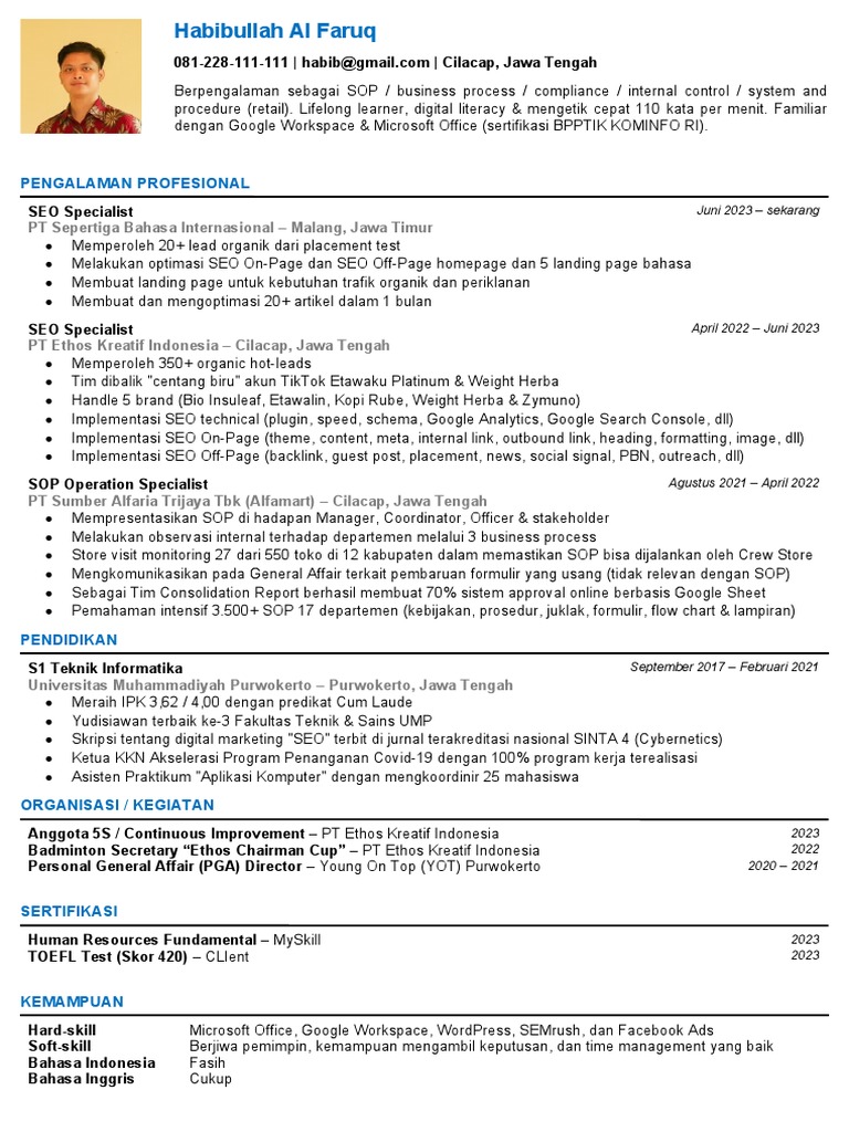 Profil Habibullah Al Faruq | PDF