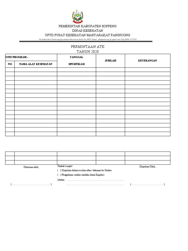 Format Permintaan Alkes | PDF