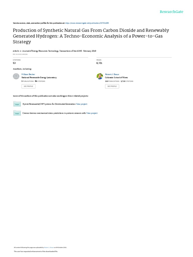 Techno-Economic Power-to-Gas Analysis | PDF | Hydrogen | Carbon Dioxide