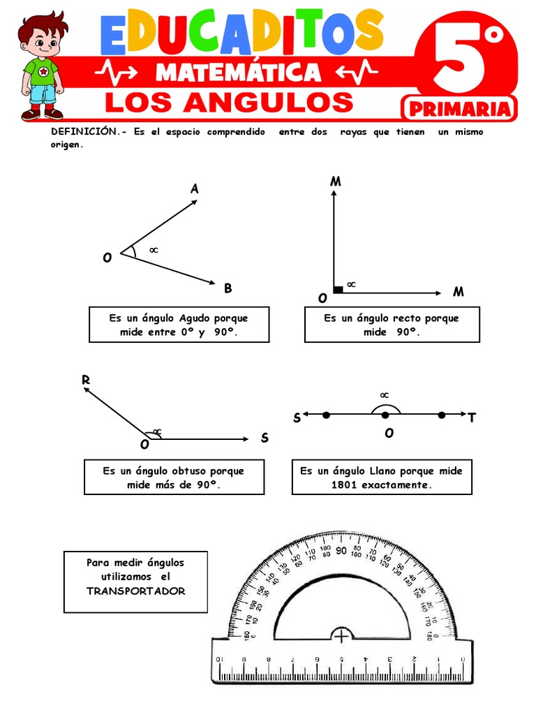 Los Angulos para Quinto Grado de Primaria | PDF | Triángulo | Ángulo