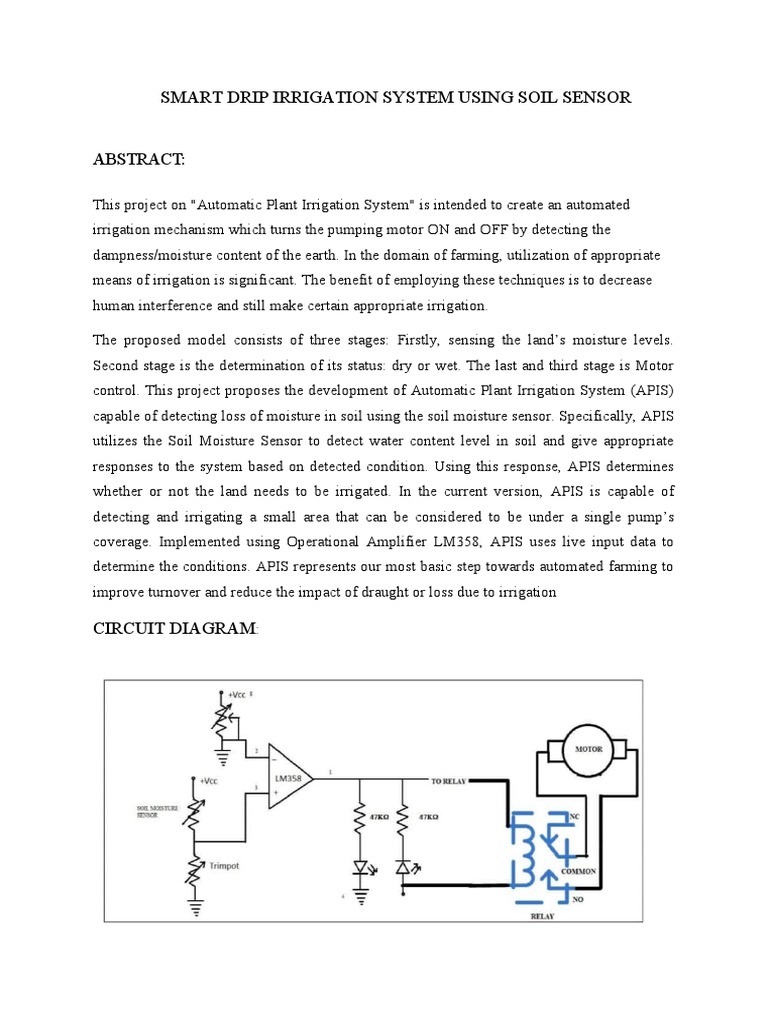 Smart Drip Irrigation System Using Soil Sensor | PDF