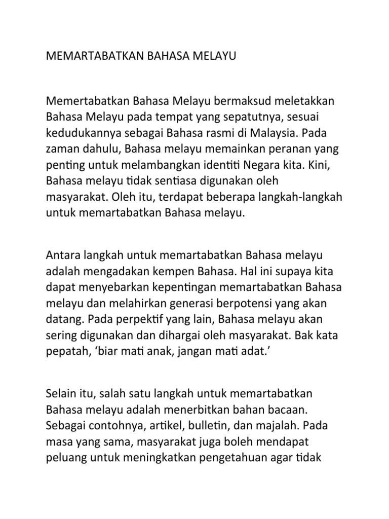 Esei Memartabatkan Bahasa Melayu | PDF