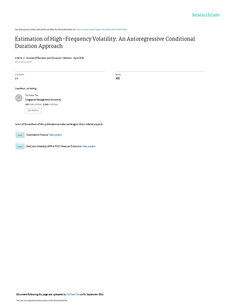 Estimation of High-Frequency Volatility An Autoreg | PDF