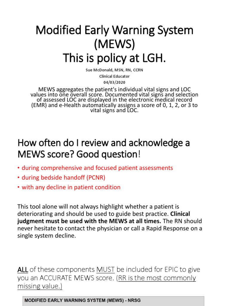 Modified Early Warning System (Mews) | PDF | Nursing | Electronic Health Record