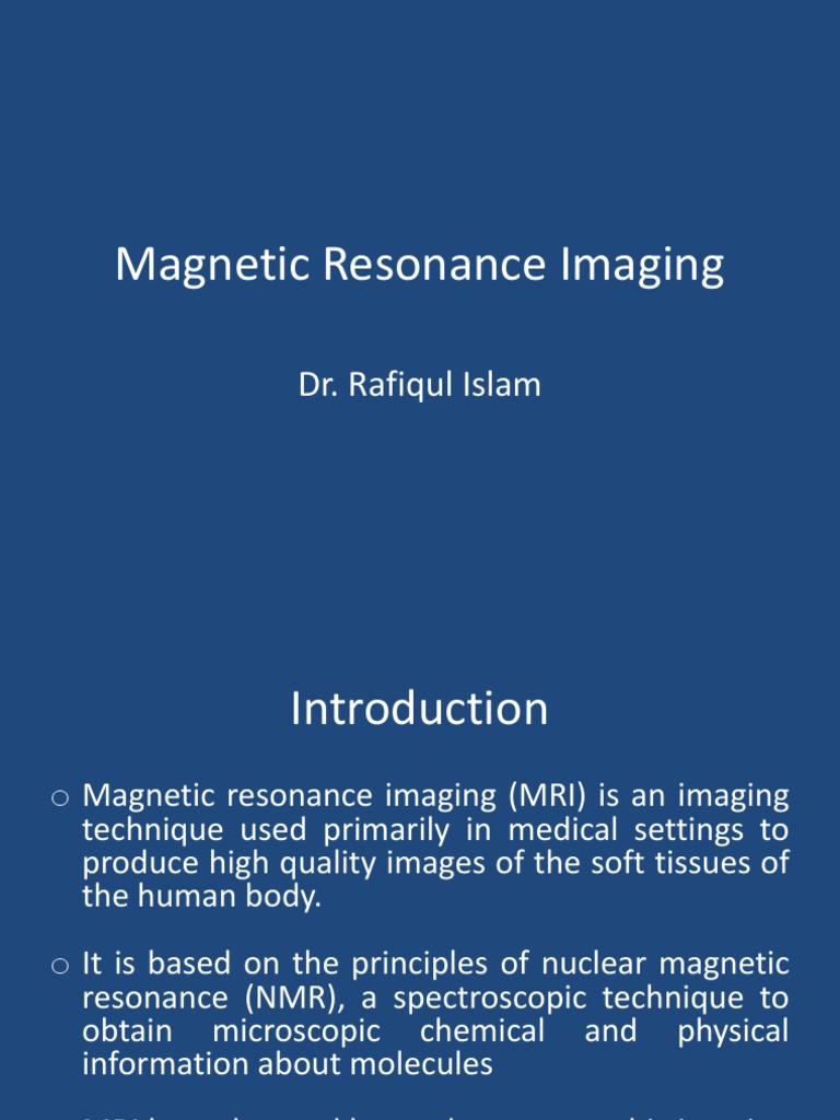 Lecture 8 - MRI | PDF | Magnetic Resonance Imaging | Nuclear Magnetic ...
