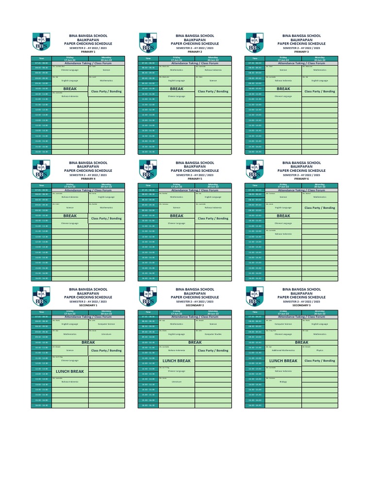 Paper Checking Schedule | PDF | Academic Term | Educational Organizations