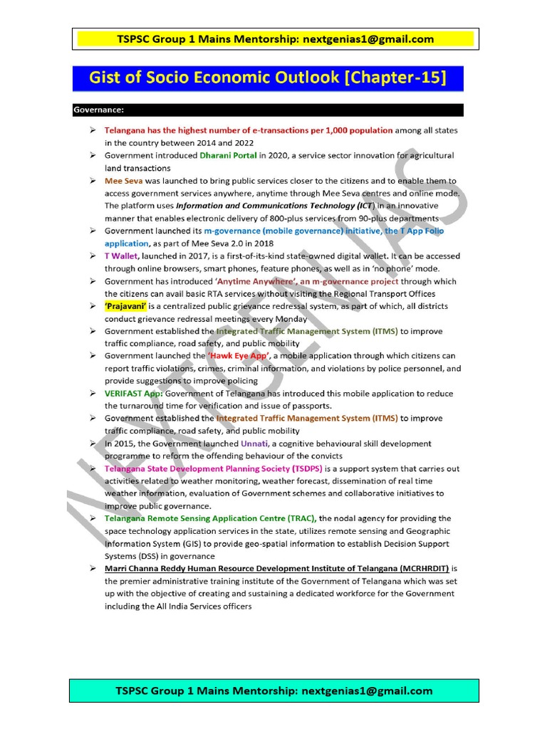 Gist of Telangana Socio-Economic Outlook Chapter-15 | PDF | Computer Security | Security