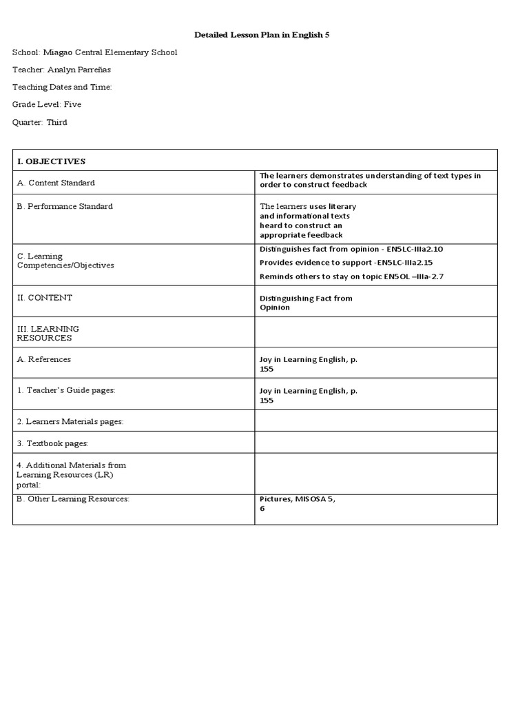 Final Lesson Plan #2 | PDF | Learning | Lesson Plan