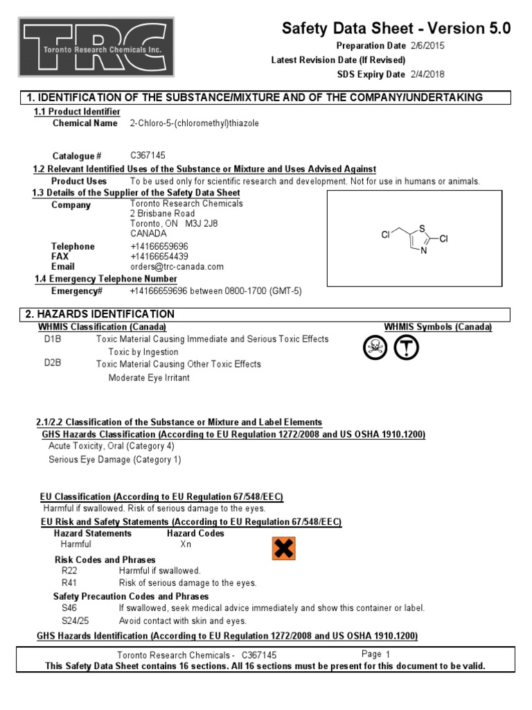 Msds of CCMT | PDF | Dangerous Goods | Toxicity