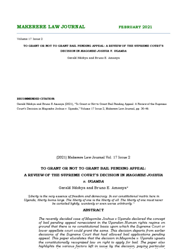 To Grant or Not To Grant Bail Pending Appeal | PDF | Bail | Plea