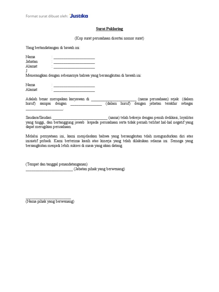 Surat Paklaring | PDF