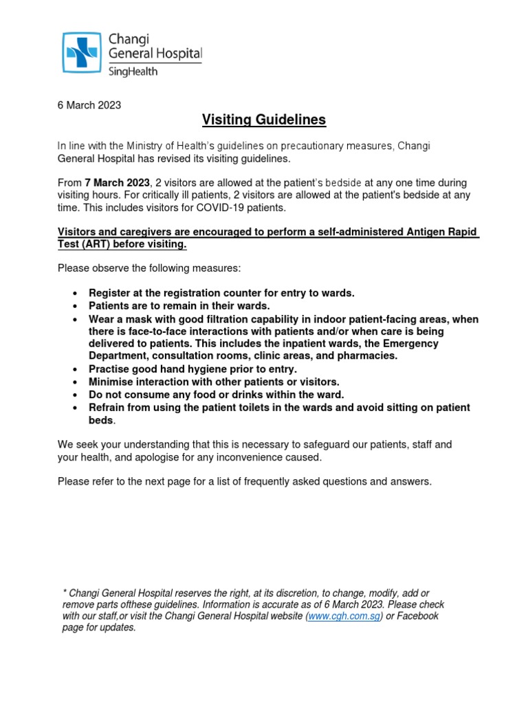 Inpatient Ward Visitors Leaflet 6mar2023 | PDF | Patient | Hospital