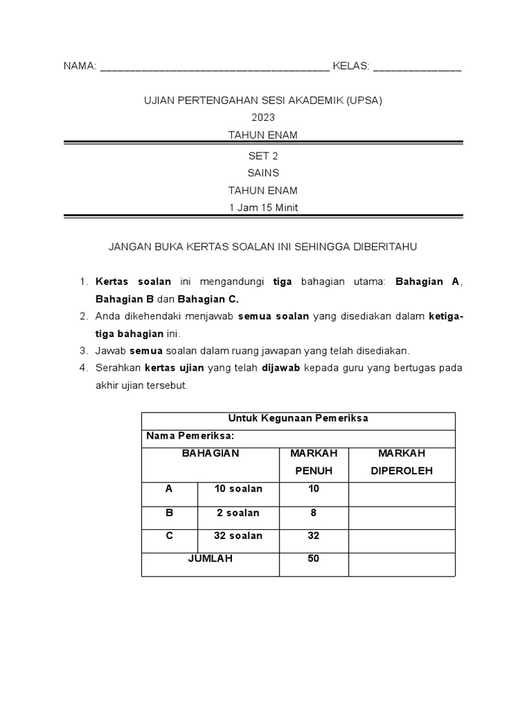 Ujian Tahun 6 Pdf
