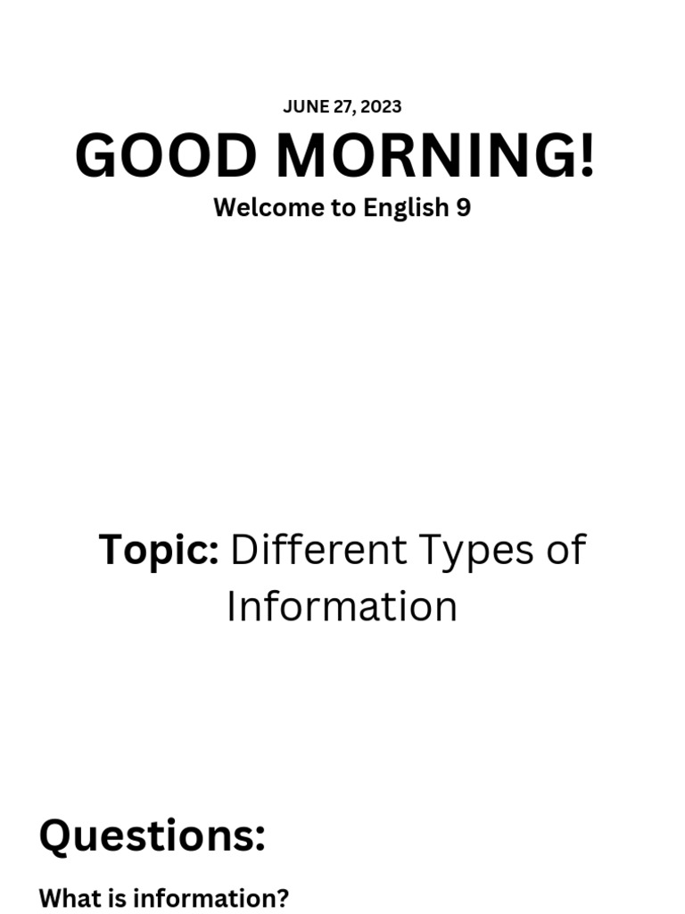 Types of Information | PDF | Information | Communication