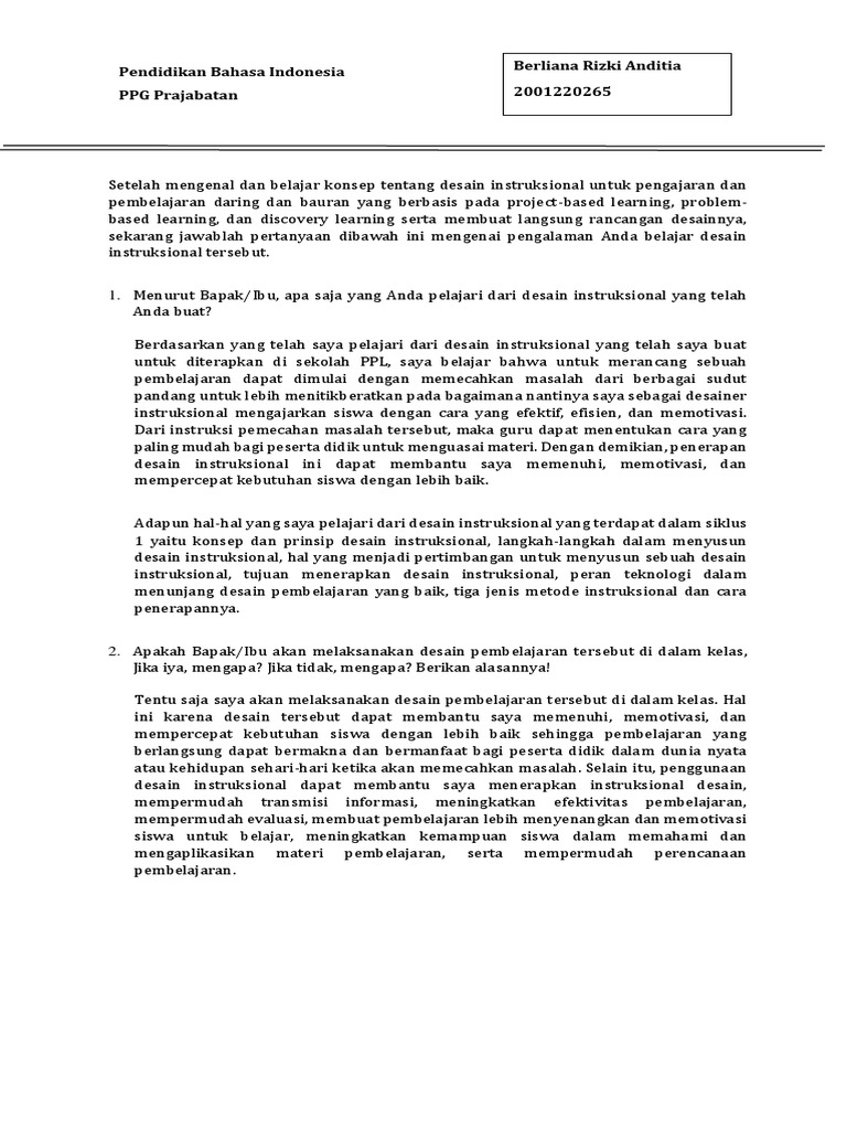 Desain Instruksional Efektif PPG | PDF | Karier & Perkembangan