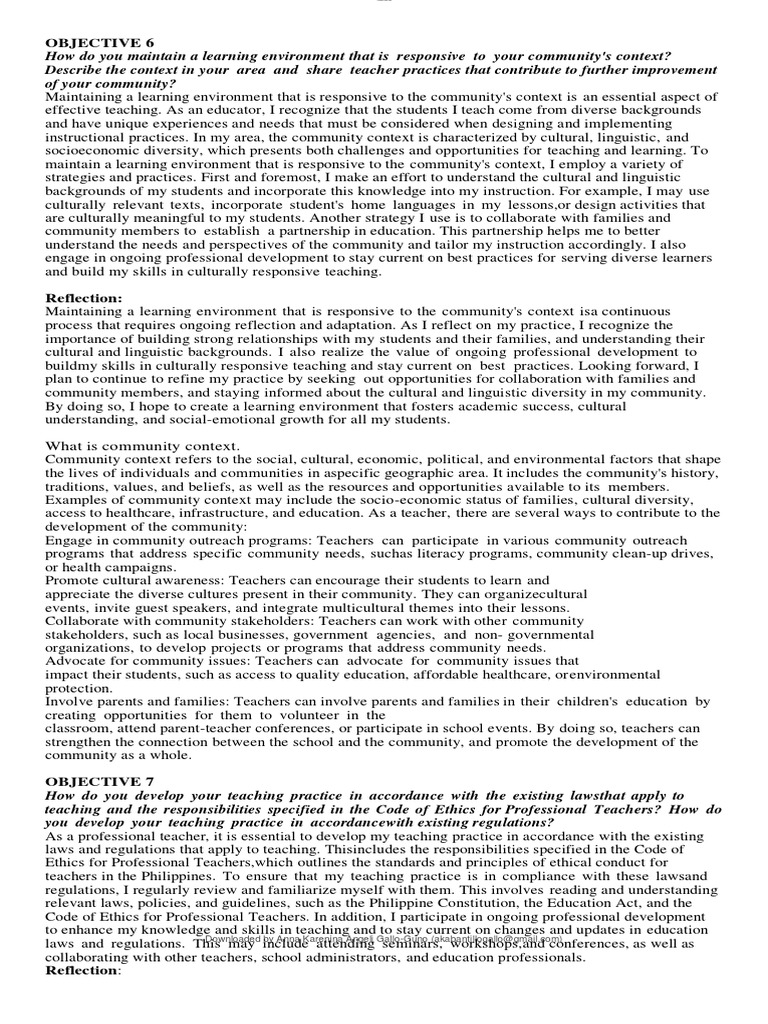 TRF Reviewer Objectives 6-10 | PDF | Learning | Teachers