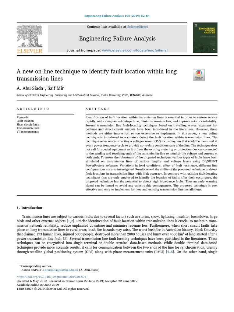 A New On Line Technique To Identify Fault Location Within Long Transmission Lines Pdf
