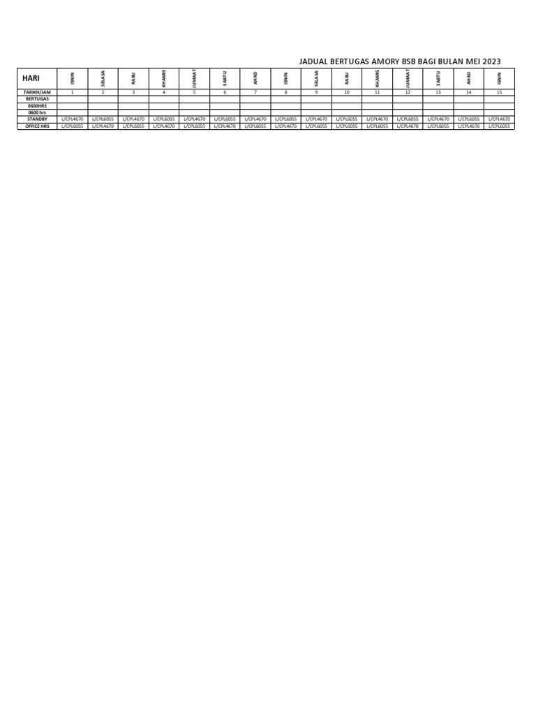 Jadual Bulan 5 Contoh | PDF