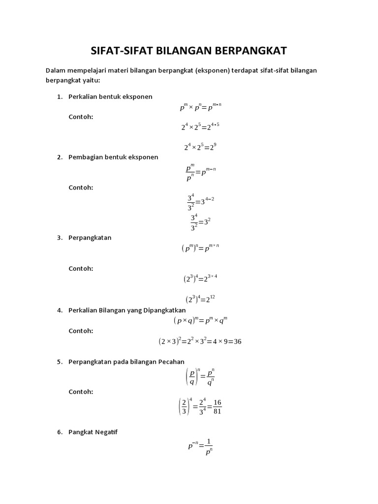 Bilangan Berpangkat (Sifat-Sifat) | PDF | Metode & Bahan Ajar