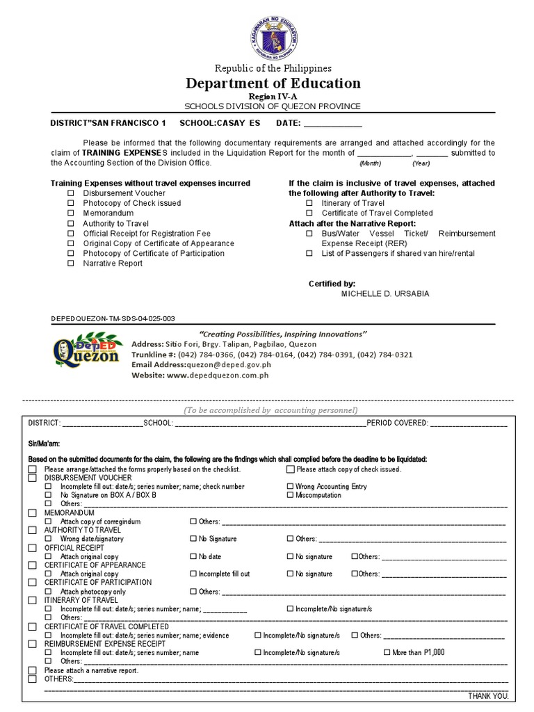 Training Expense Checklist | PDF | Government