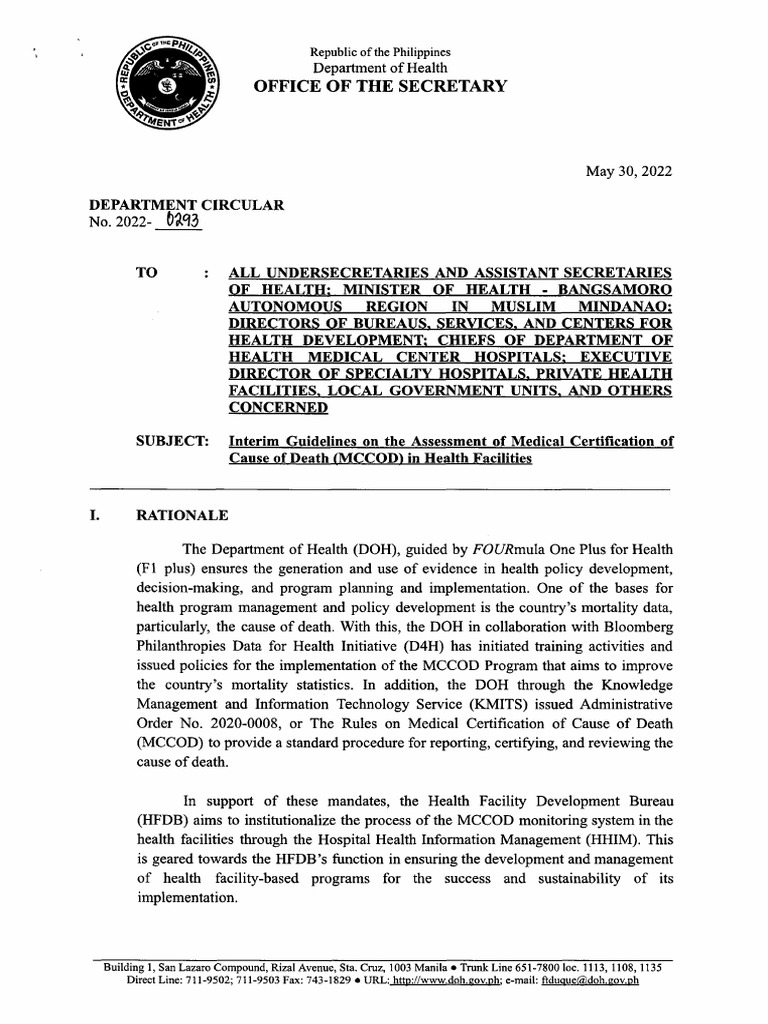 2022-0293 Interim Guidelines On The Assessment of Medical Certification ...