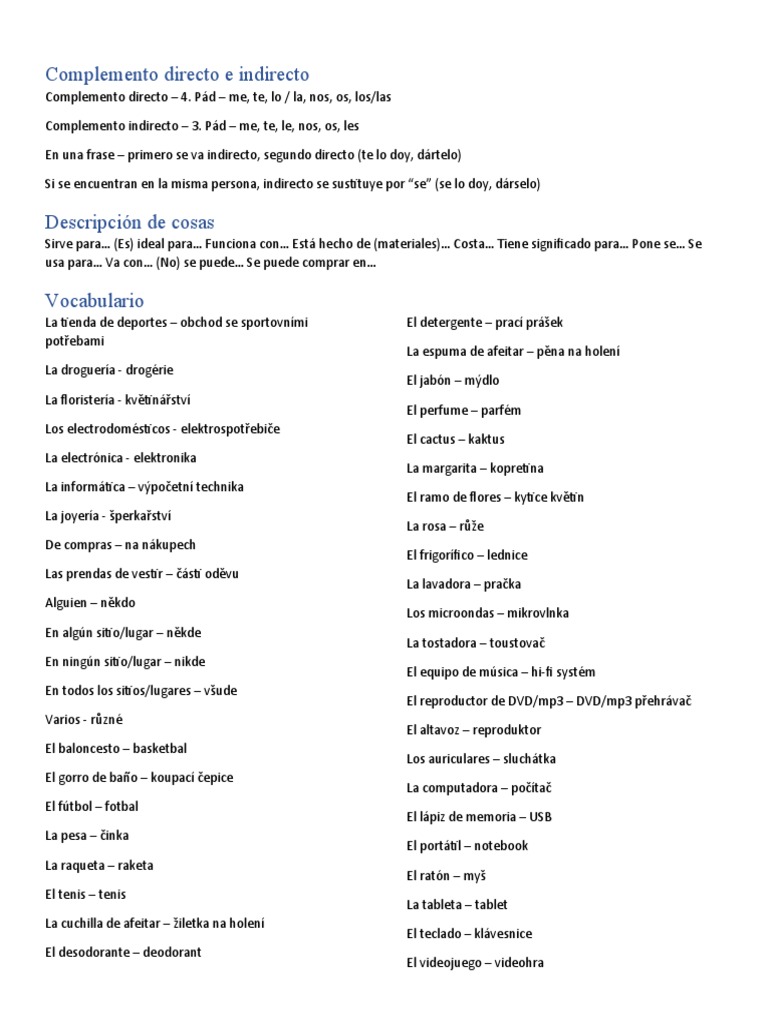 Complementos y vocabulario de compras | PDF | Bienes de consumo | Ropa