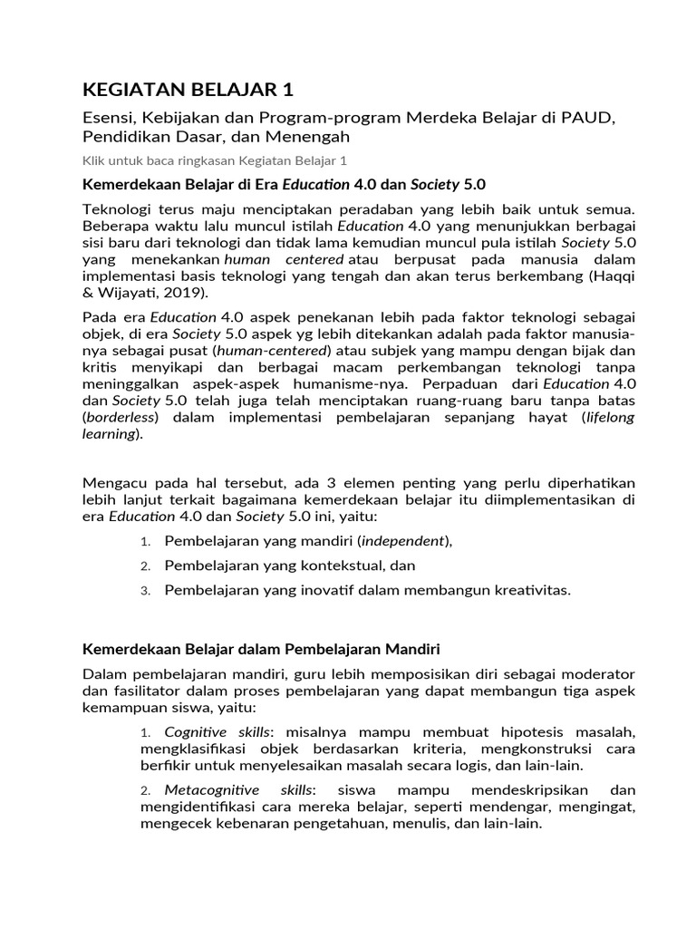 Kegiatan Belajar 1 | PDF