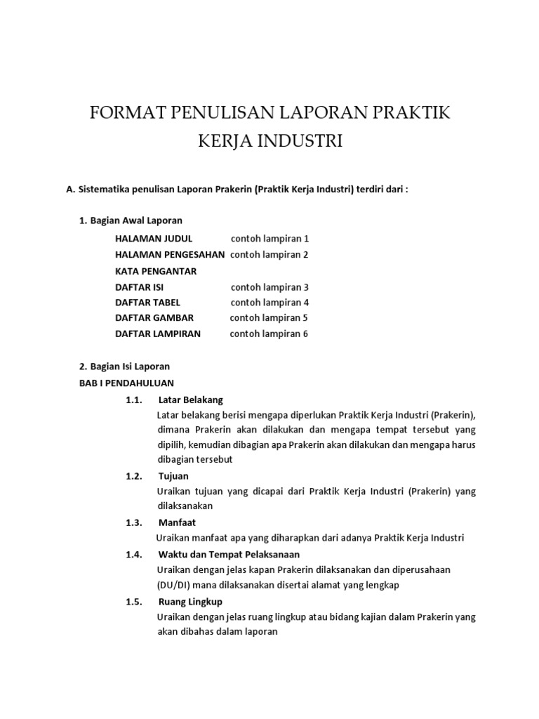 Format Penulisan Laporan PKL | PDF