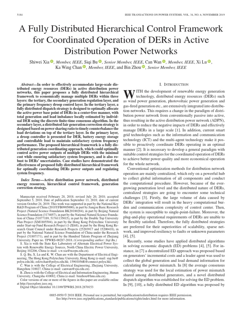 A Fully Distributed Hierarchical Control Framework For Coordinated ... A Fully Distributed Hierarchical Control Framework For Coordinated ...