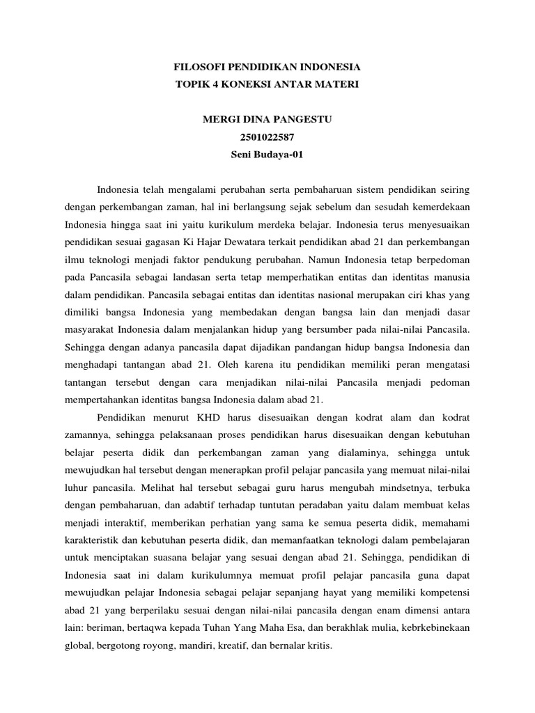 Koneksi Antar Materi-FPI Topik 4 (Mergi Dina P) | PDF | Agama & Spiritualitas