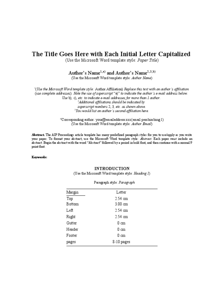 ISMART 2021 AIP Paper-Template | PDF | Microsoft Word | Page Layout