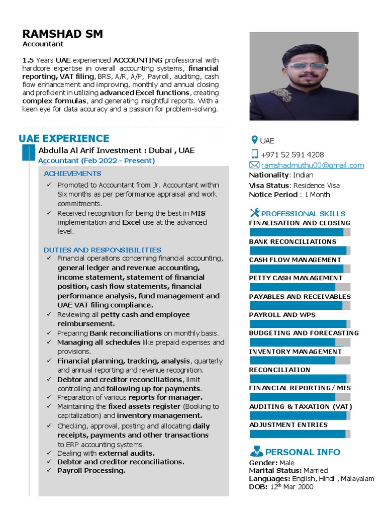 Ramshad CV 2023 | PDF | Accounting | Financial Economics