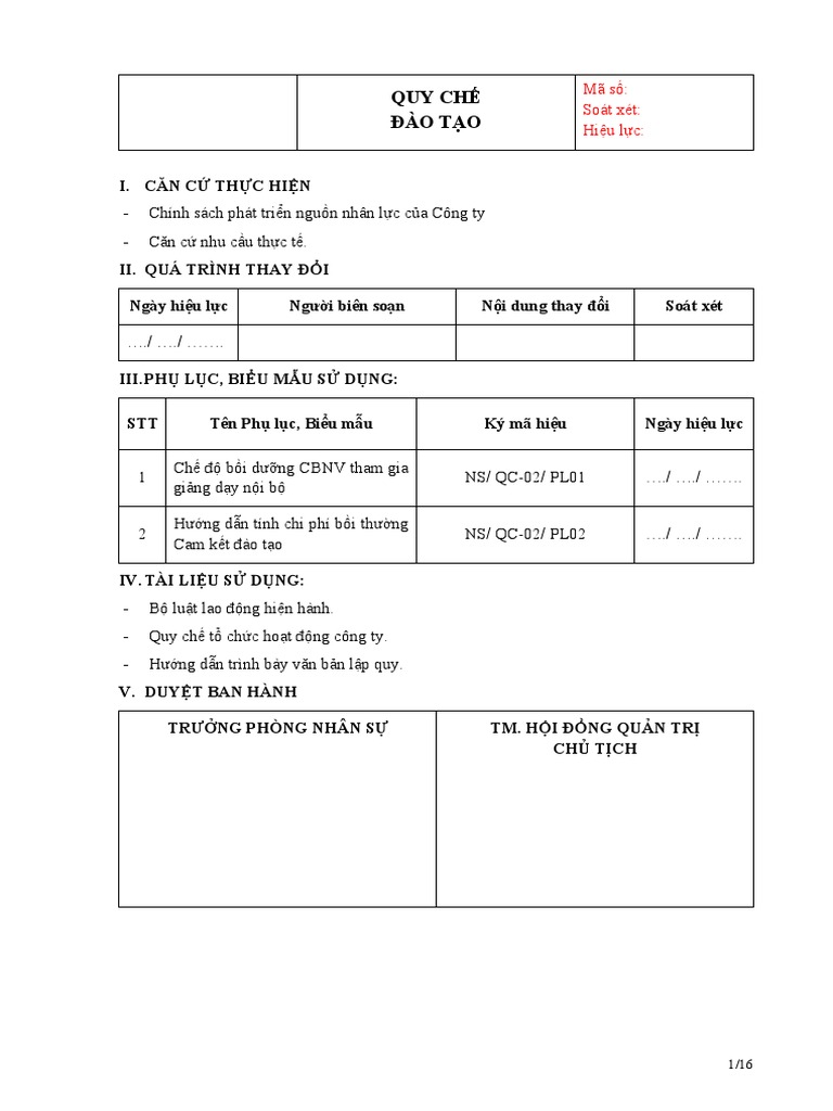 Quy Che Dao Tao (Free) | PDF