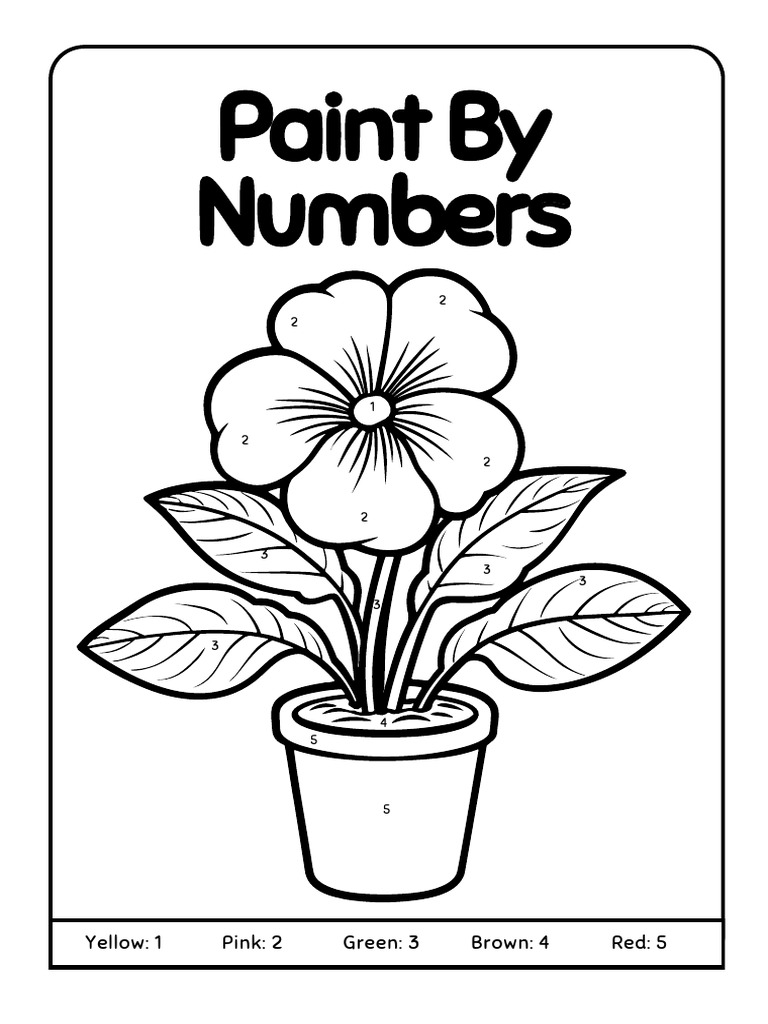 Black and White Simple Art Paint By Numbers Worksheet | PDF | Green ...