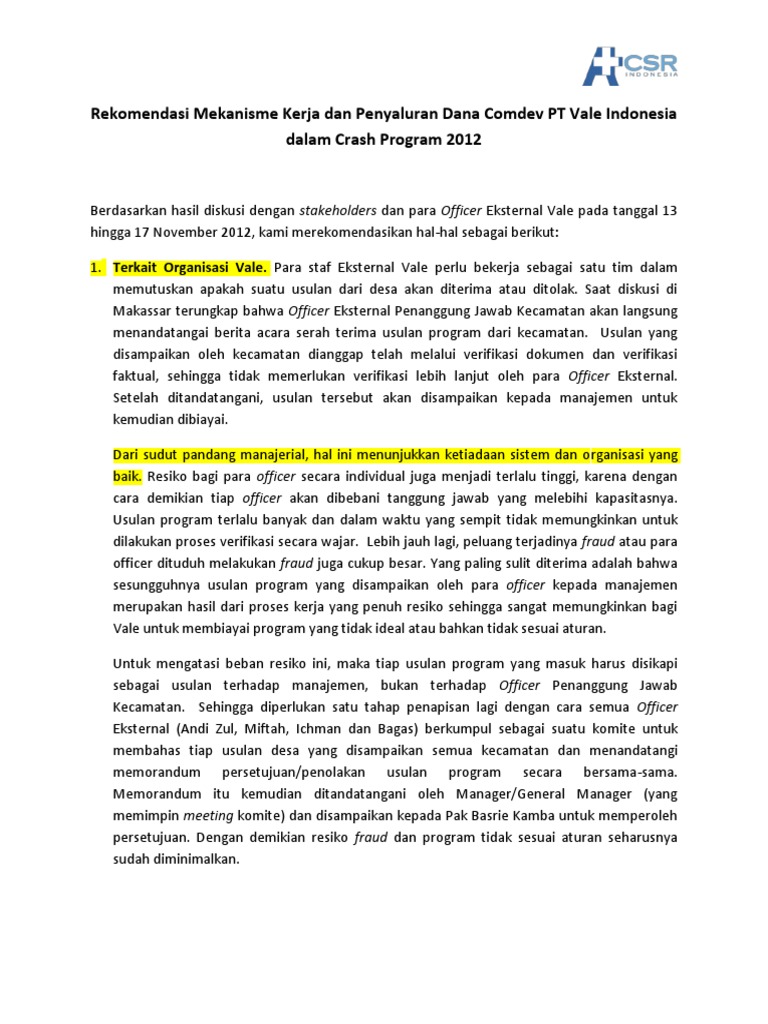 Strategi Penyaluran Dana Comdev | PDF