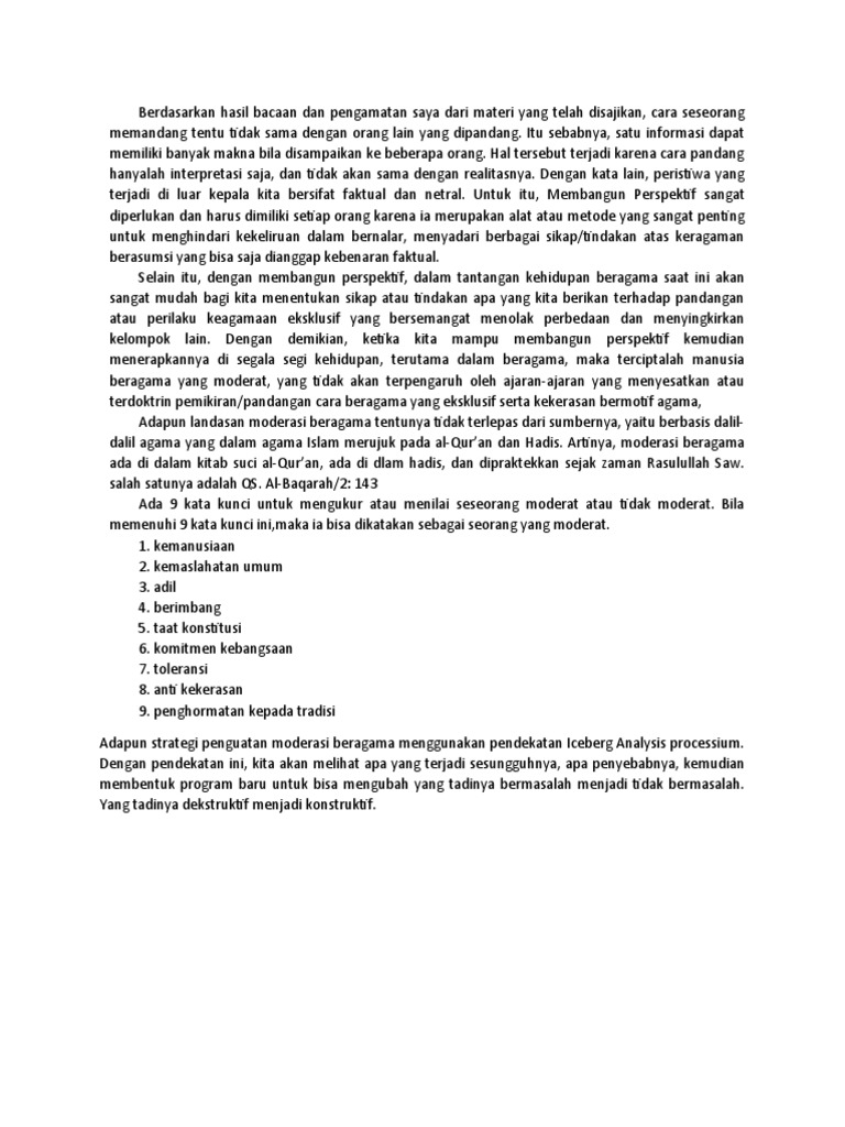 Moderasi Beragama & Iceberg Analysis Processium | PDF