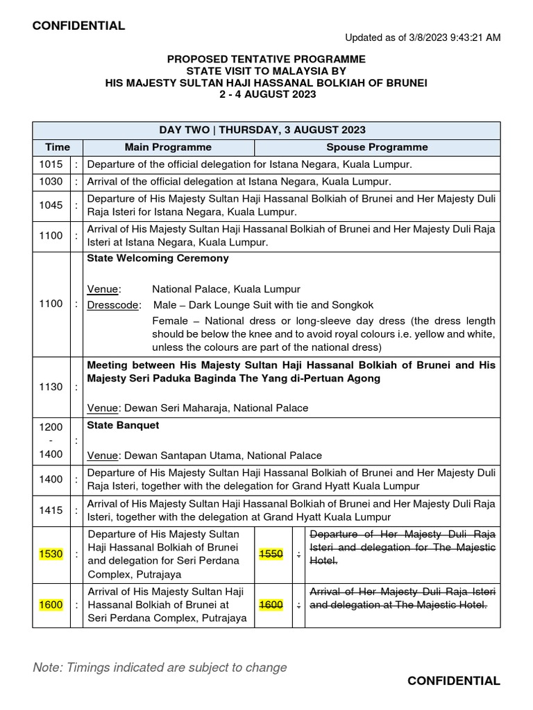 0924-20230803 Proposed Tentative Programme - State Visit To Malaysia by ...