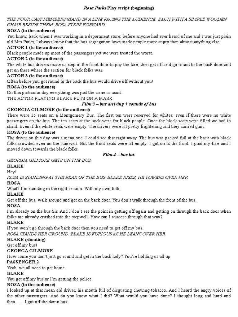 Rosa Parks Script | PDF