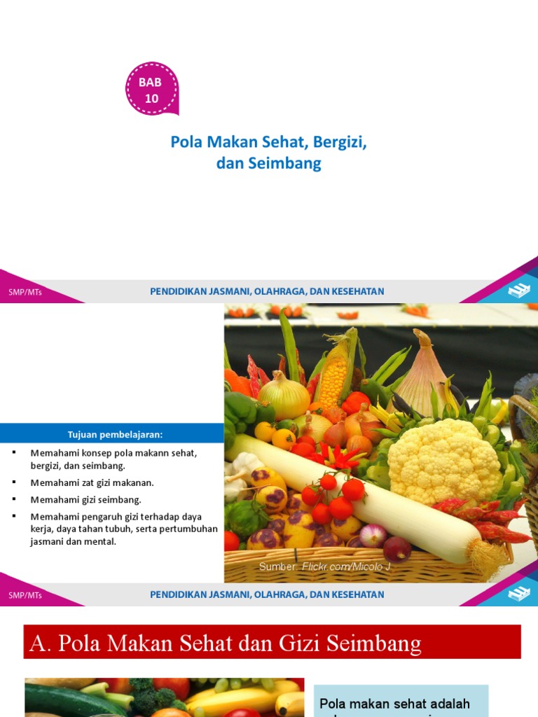 PJOK Kelas 7 Bab 10 Pola Makan Sehat, Bergizi, Dan Seimbang | PDF