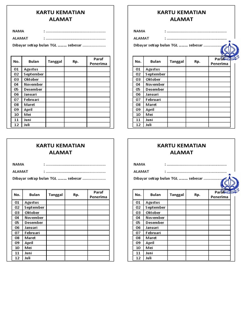 Contoh Kartu Kematian | PDF