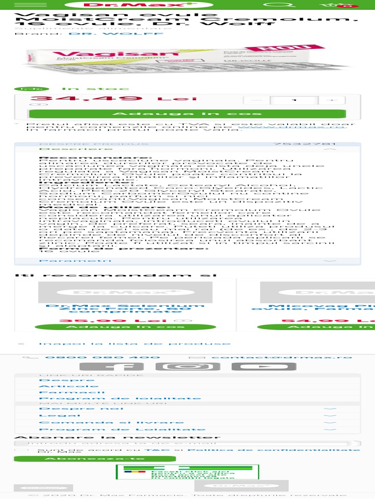 Vagisan Ovule MoistCream Cremolum, 16 Ovule, Dr. Wolff DR - Max ...